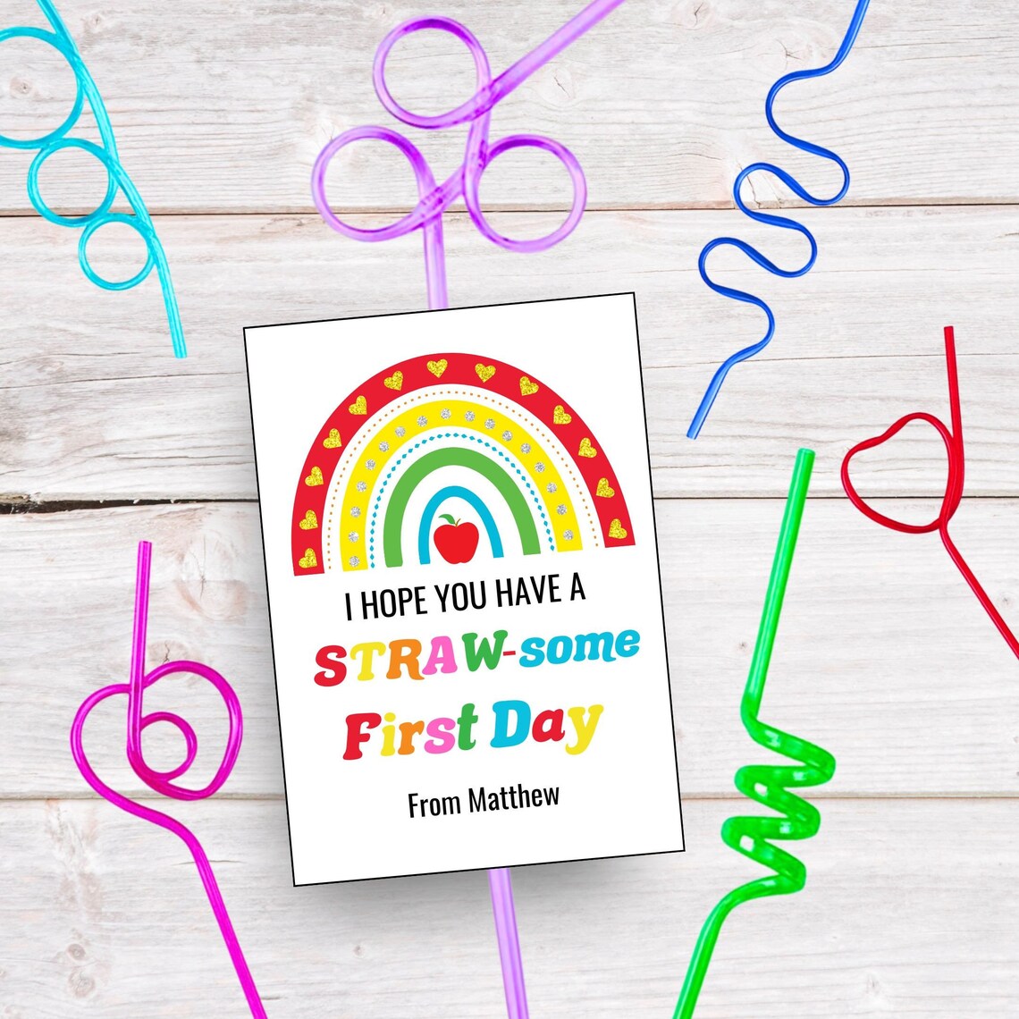 Printable Straw Back to School Tag Editable Silly Straw Gift Tag ...