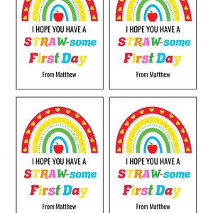 Printable Straw Back to School Tag Editable Silly Straw Gift Tag ...