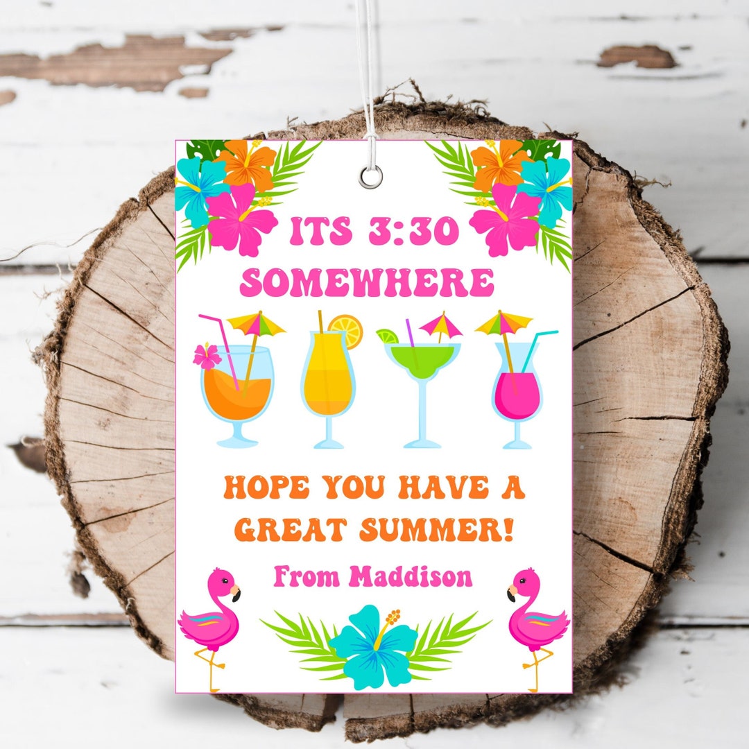 Printable Hawaiian Cocktail Teachers Appreciation Summer Tag Editable ...