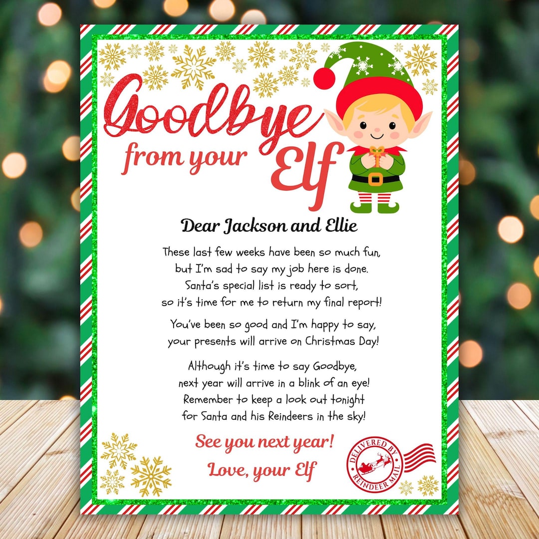 Editable Elf Goodbye Letter Elf Bye Letter Printable Christmas Elf ...