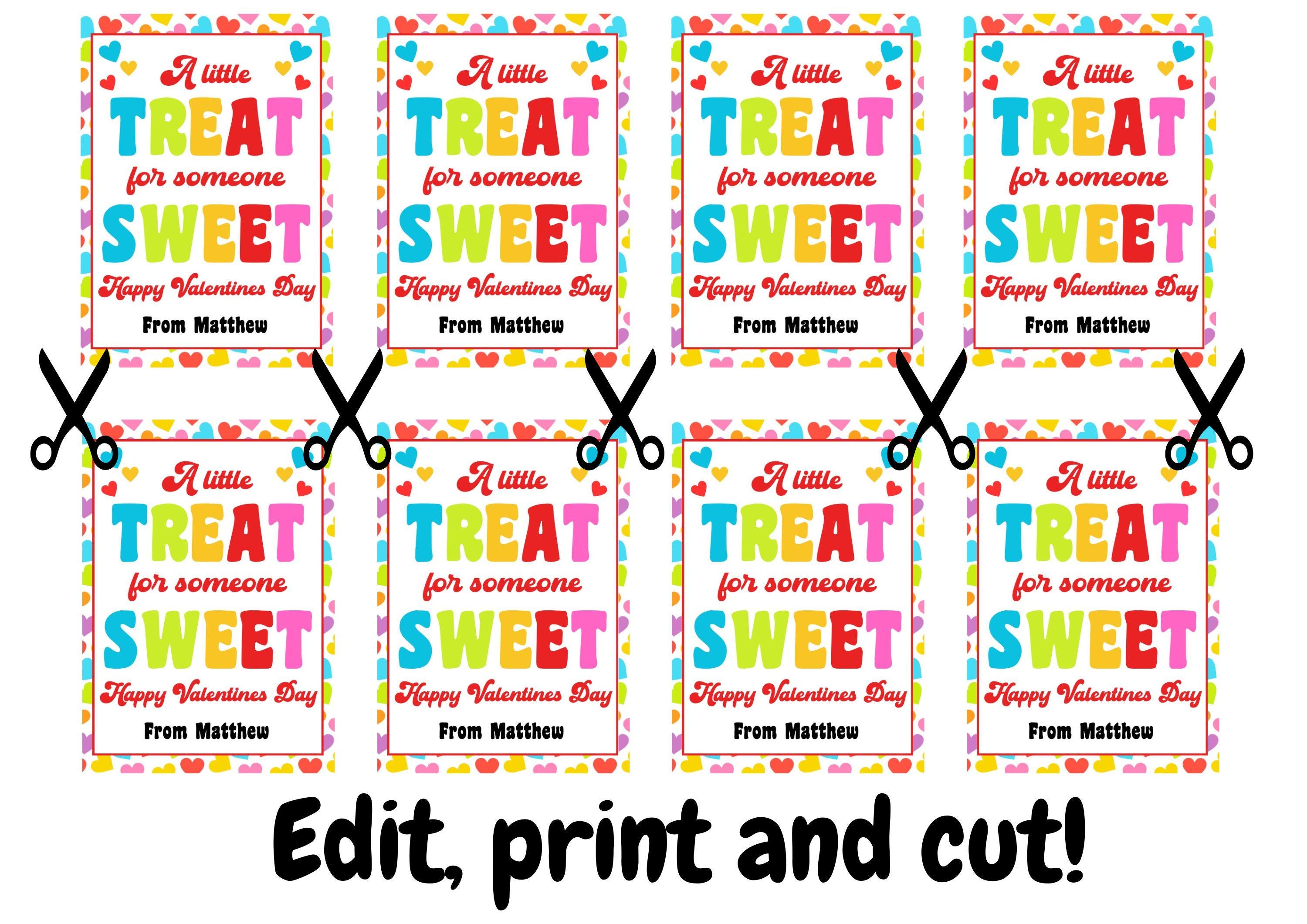 Printable Valentine’s Day Gift Tag Editable Sweet Treat Tag Teacher ...
