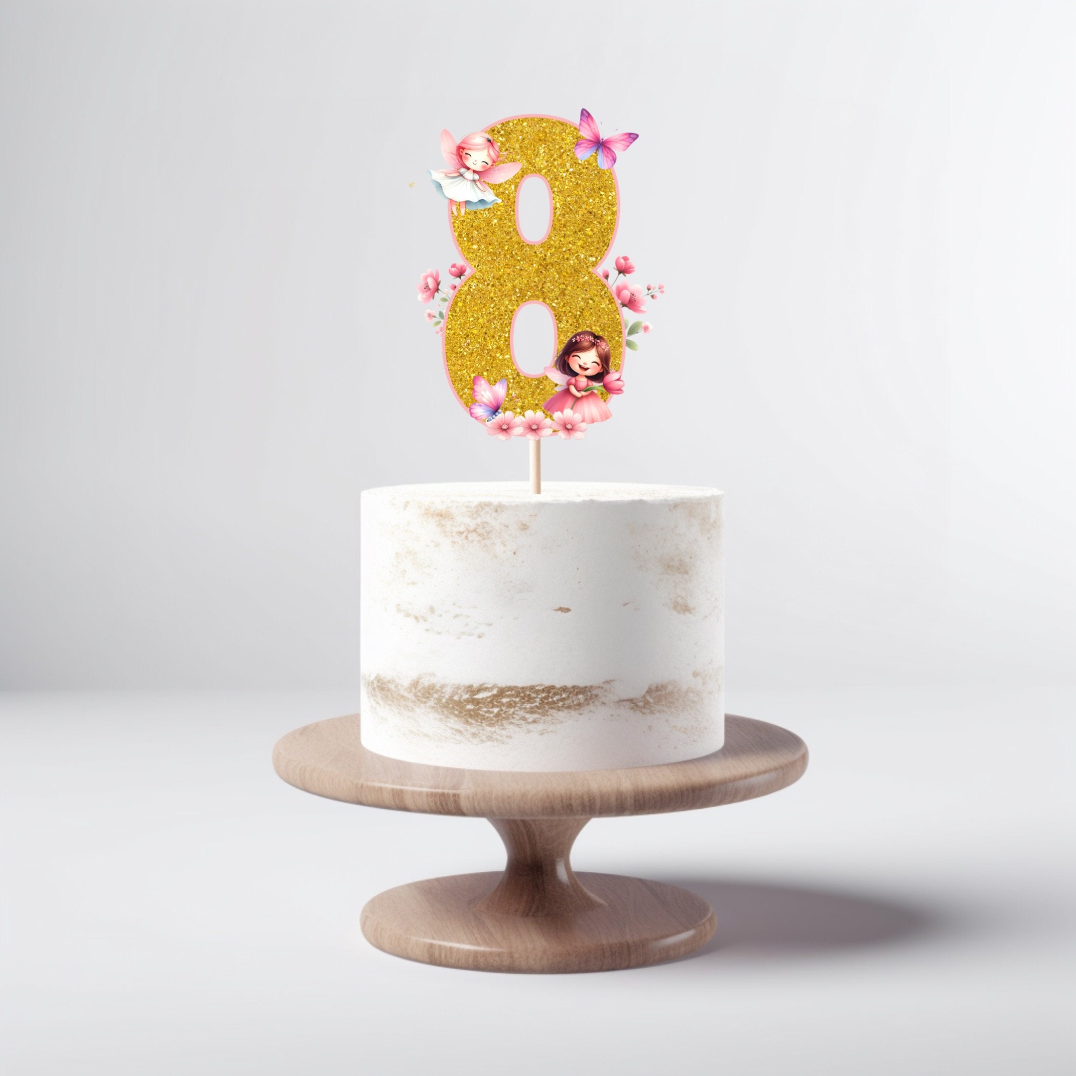 Printable Fairy 8th Birthday Cake Topper Girls Pixie Eight Birthday ...