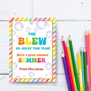 Printable You Blew Me Away This Year Tag Editable Colourful Bubbles ...
