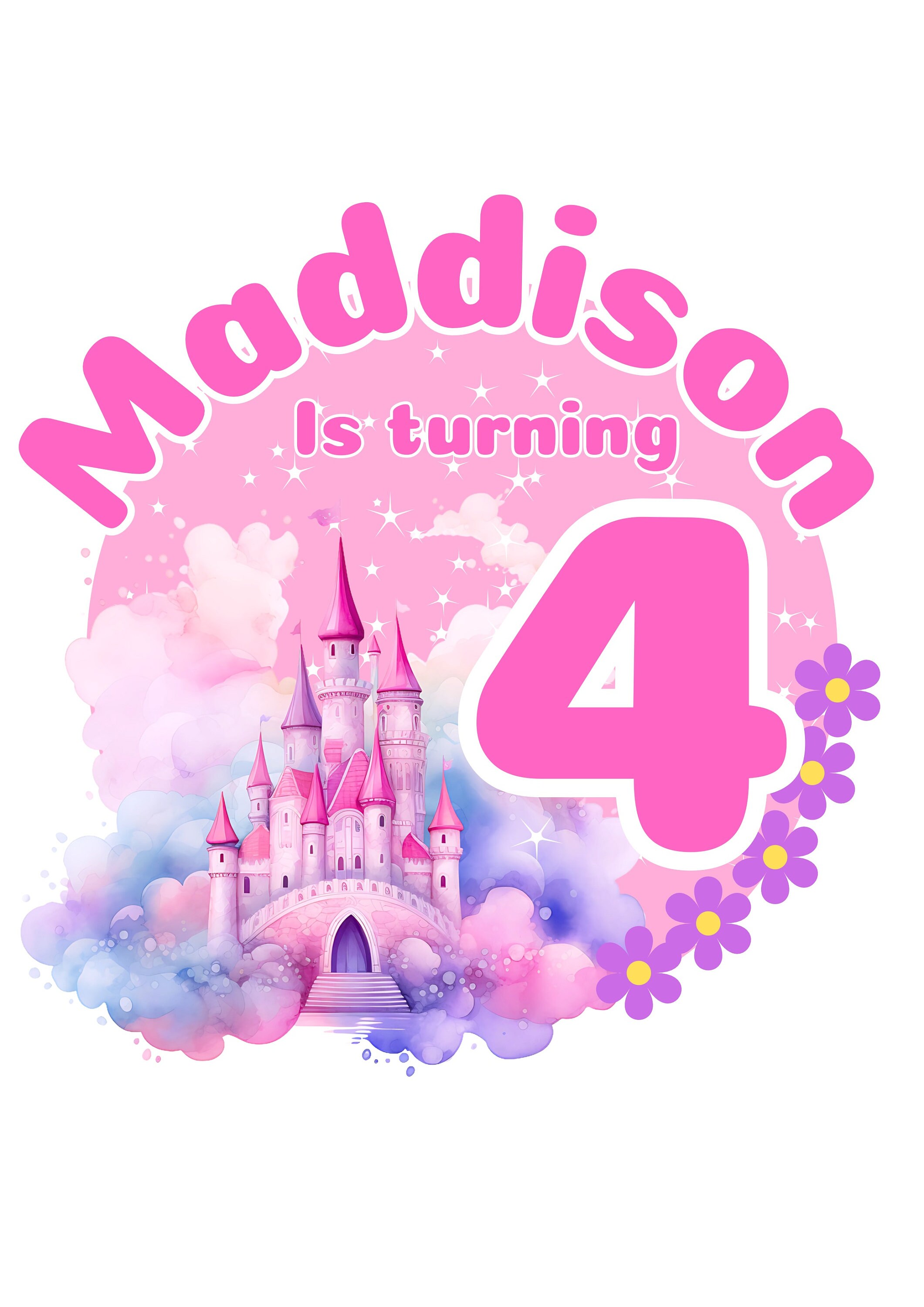 Printable Princess Castle Birthday Cake Topper Personalised Cake Topper ...