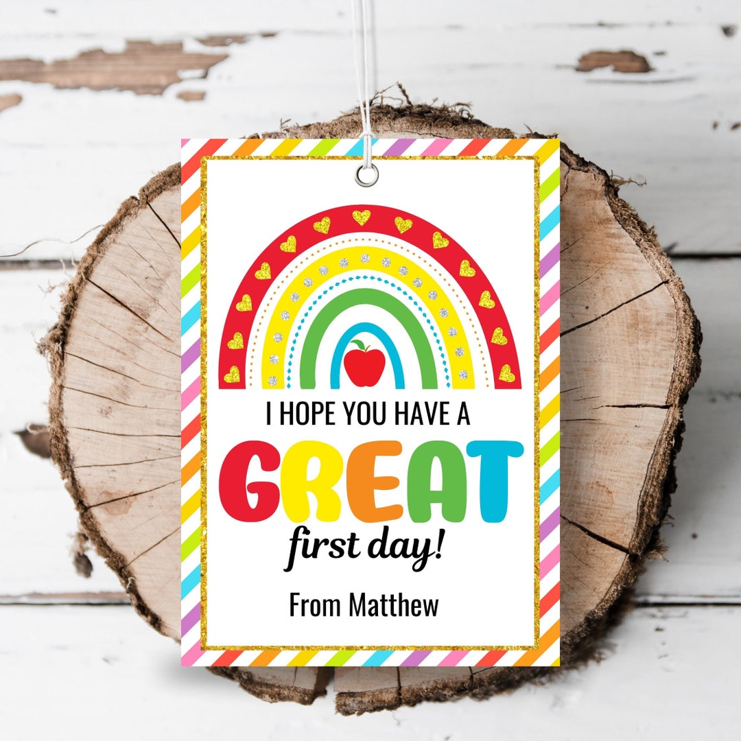 Printable Back to School Tag Rainbow Colourful Tag Editable Teacher ...