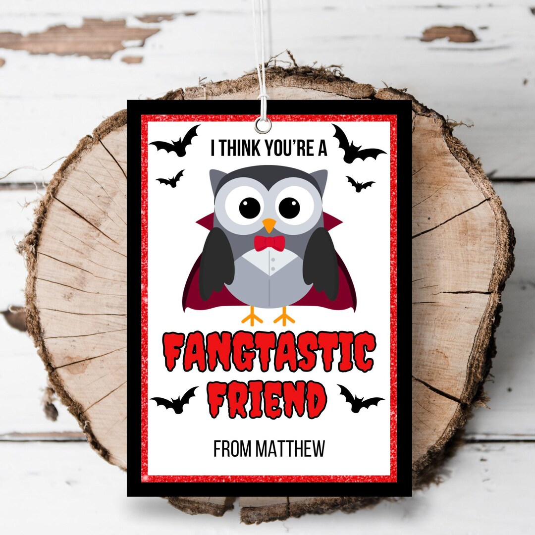 Printable Vampire Halloween Gift Tag Editable Trick or Treat Tag School ...
