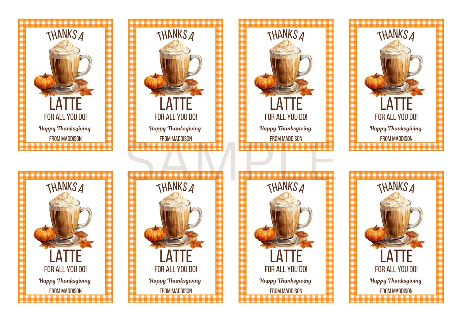 Printable Thanksgiving Gift Tag Editable Coffee Teacher Gift Tag ...