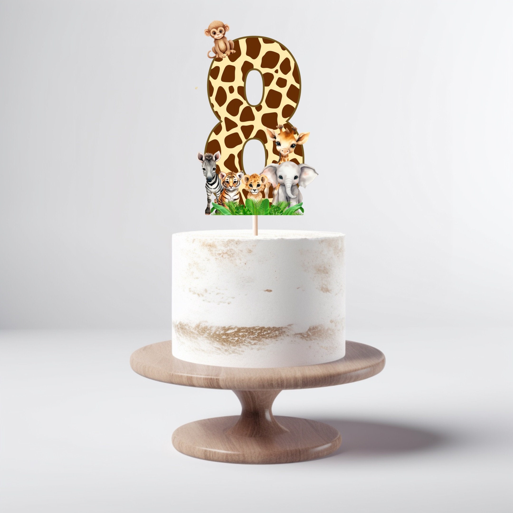 Printable Jungle 8th Birthday Cake Topper Jungle Safari Party Jungle ...