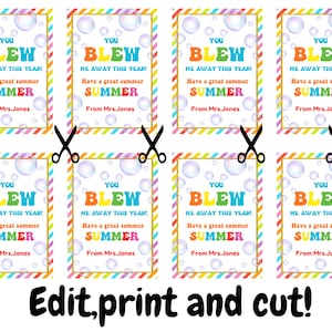 Printable You Blew Me Away This Year Tag Editable Colourful Bubbles ...