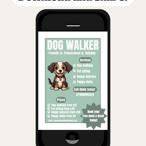 Printable Dog Walking Business Flyer Dog Sitting Flyer Doggy Daycare ...