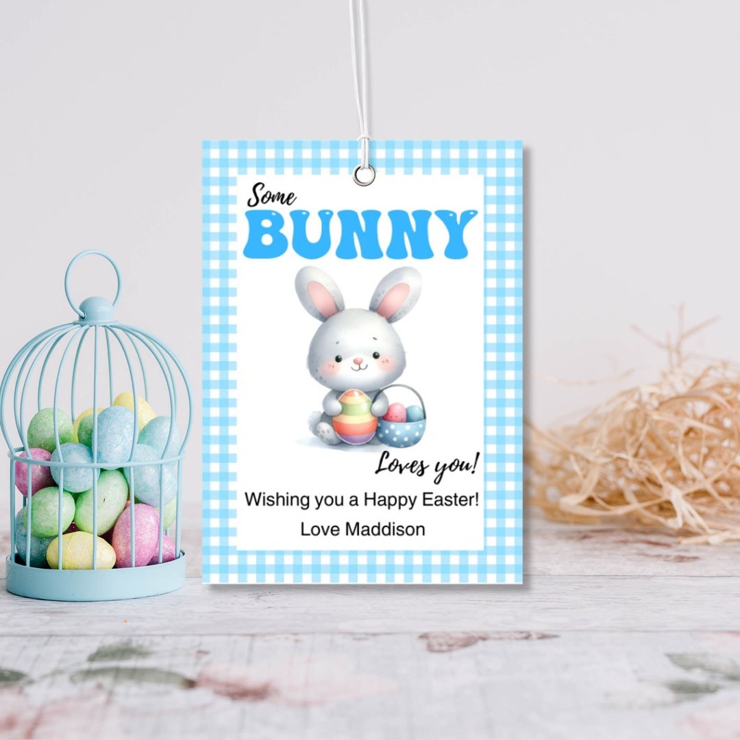 Printable Easter Blue Gift Tags Easter Bunny Template Tags School Gift ...