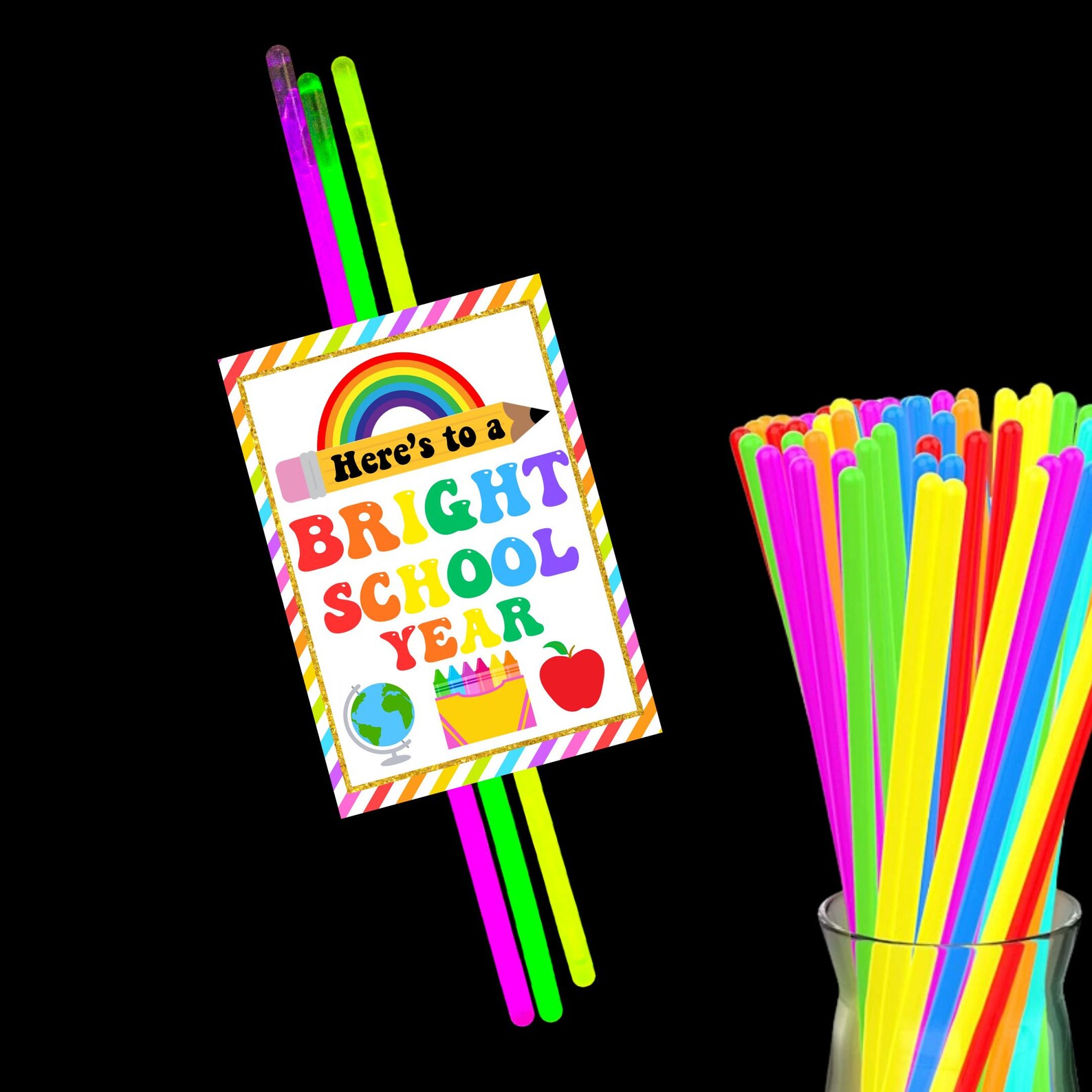 Printable Glow Stick Back to School NON EDITABLE Flashlight Gift Tag ...