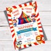 Printable Circus Birthday Invitation Red and White Carnival Ticket ...