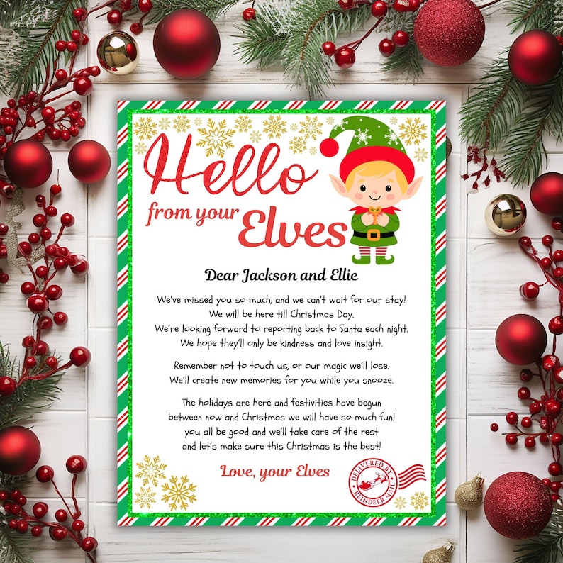Editable Elf Arrival Letter Elves Hello Letter Printable Christmas ...