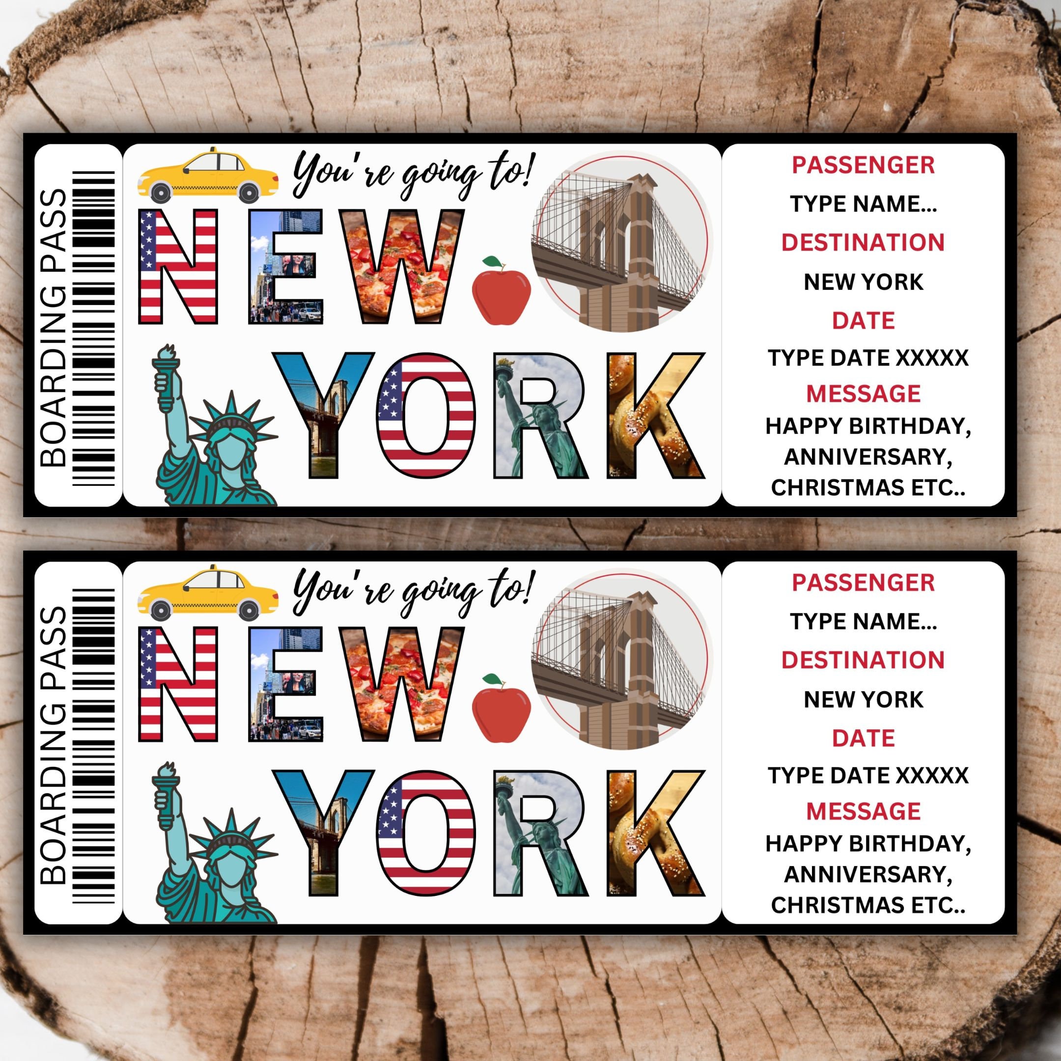 Printable New York Boarding Pass Template Editable New York Plane ...
