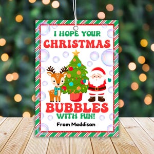 Printable Christmas Bubbles Gift Tag Editable Christmas School Break ...