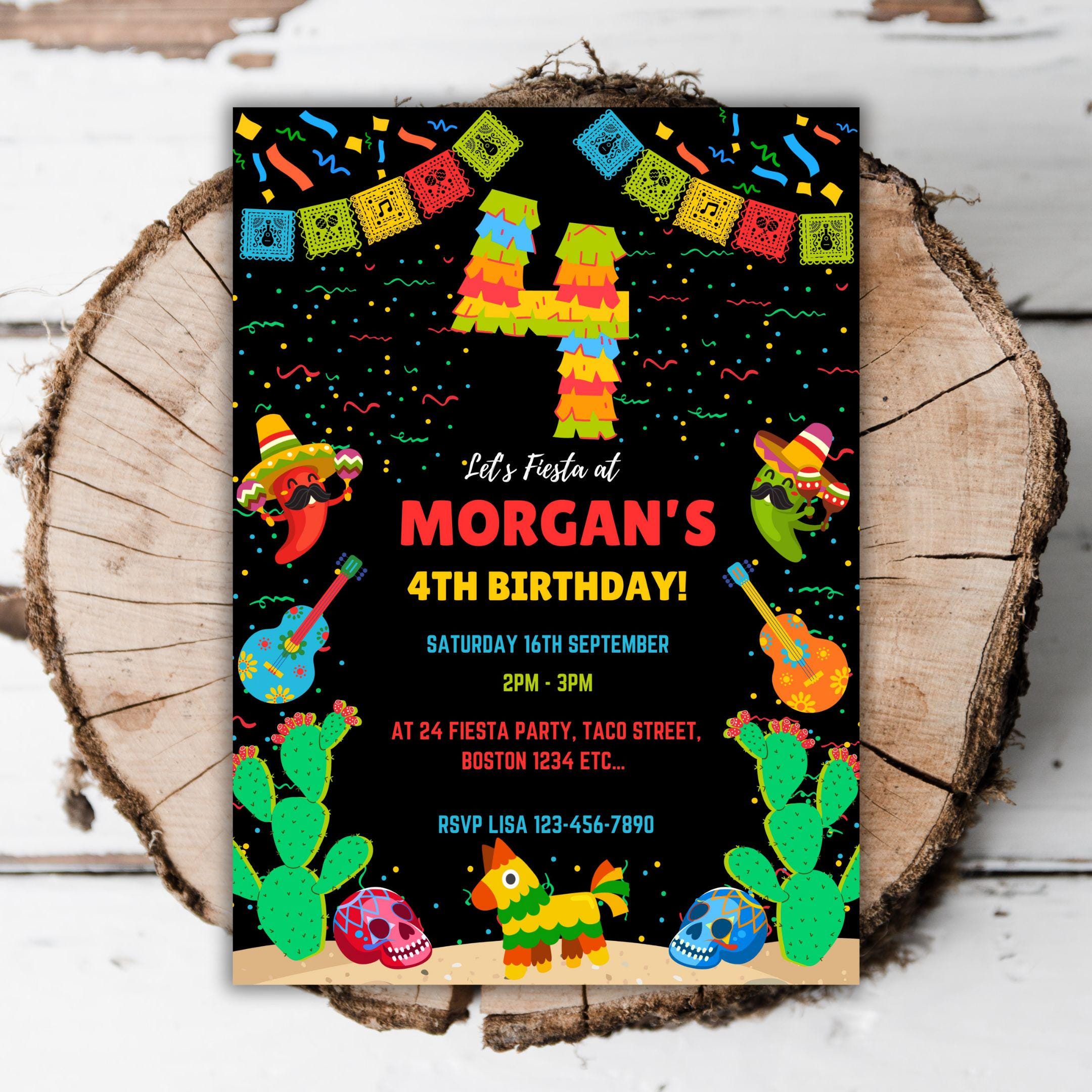 Printable Mexican 4th Birthday Invitation 4th Fiesta Party Editable ...