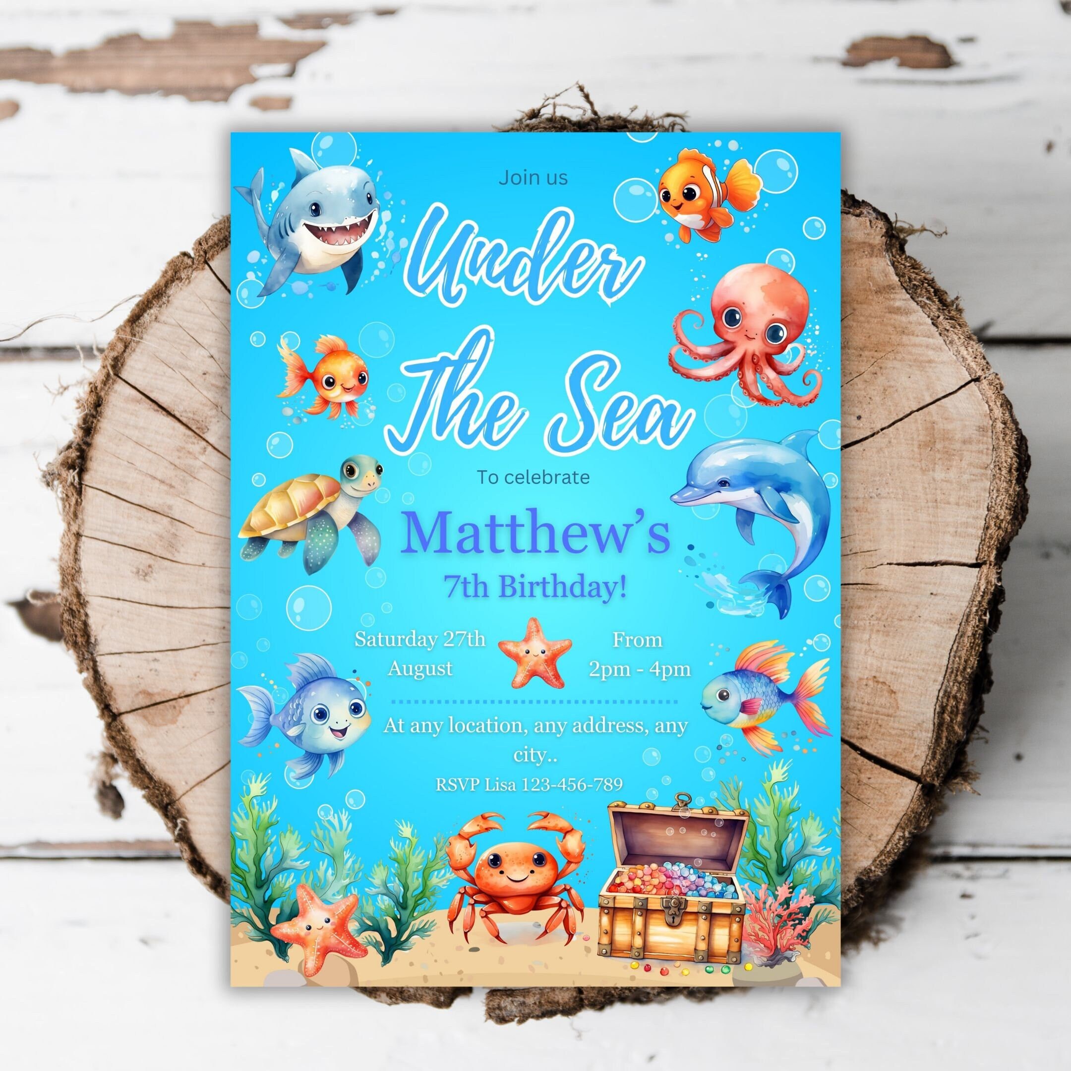 Printable Under the Sea Birthday Party Invitation Ocean Animals Evite ...