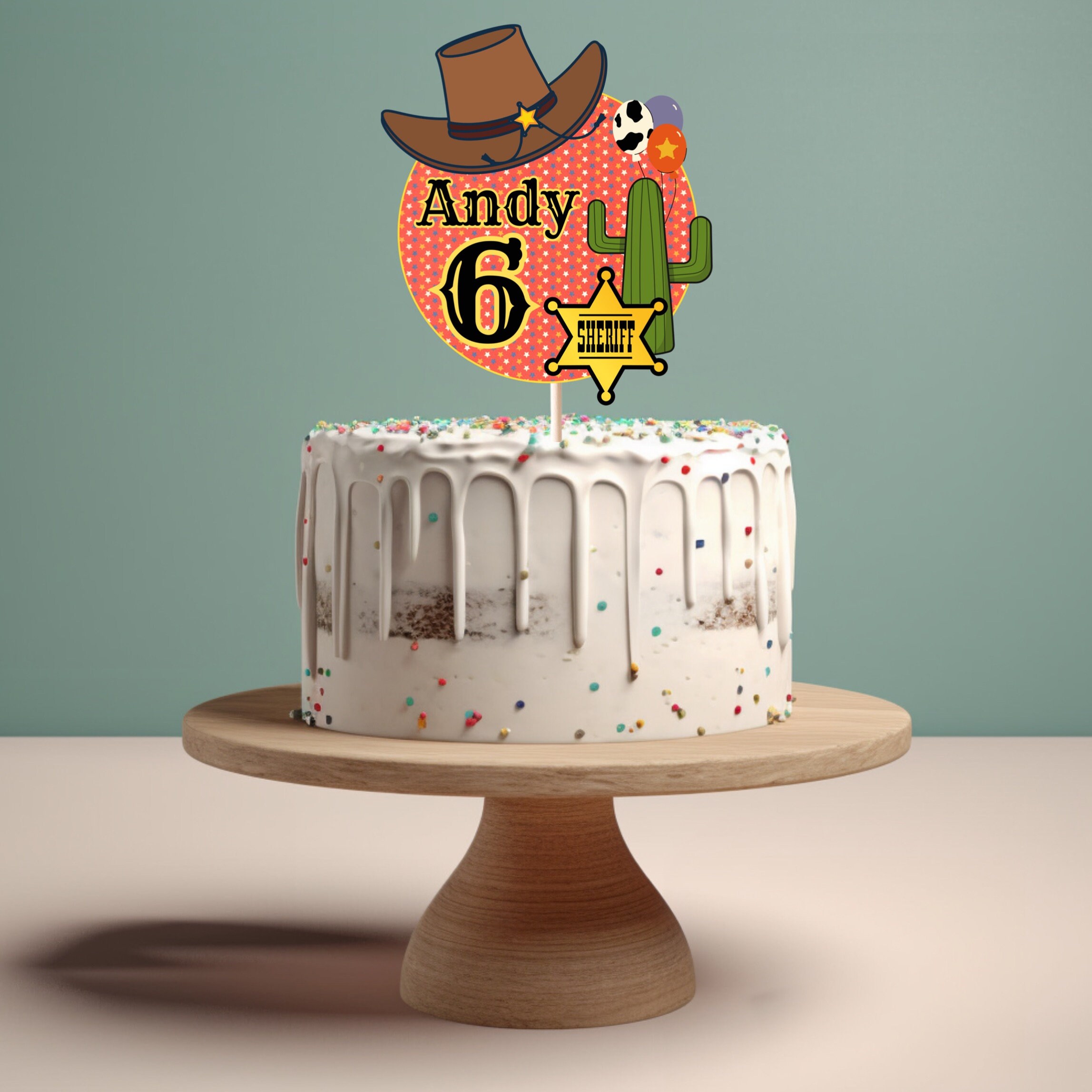 Printable Cowboy Western Birthday Cake Topper Personalised Cake Topper ...