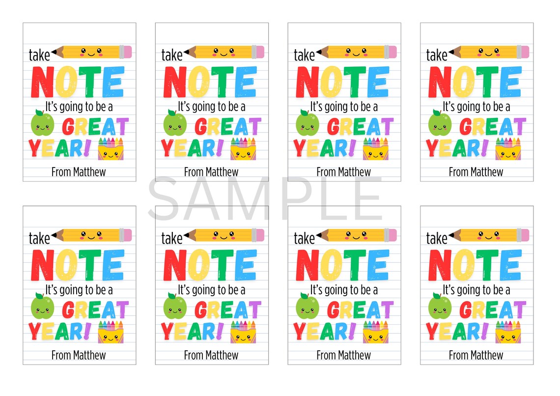 Printable Back to School Tag Take Note Writing Colourful Tag Editable ...