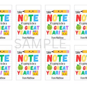 Printable Back to School Tag Take Note Writing Colourful Tag Editable ...