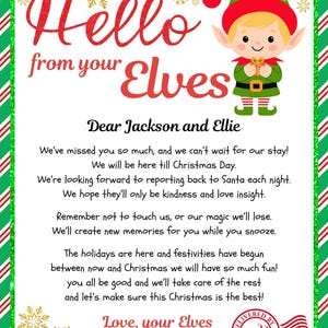 Editable Elf Arrival Letter Elves Hello Letter Printable Christmas ...