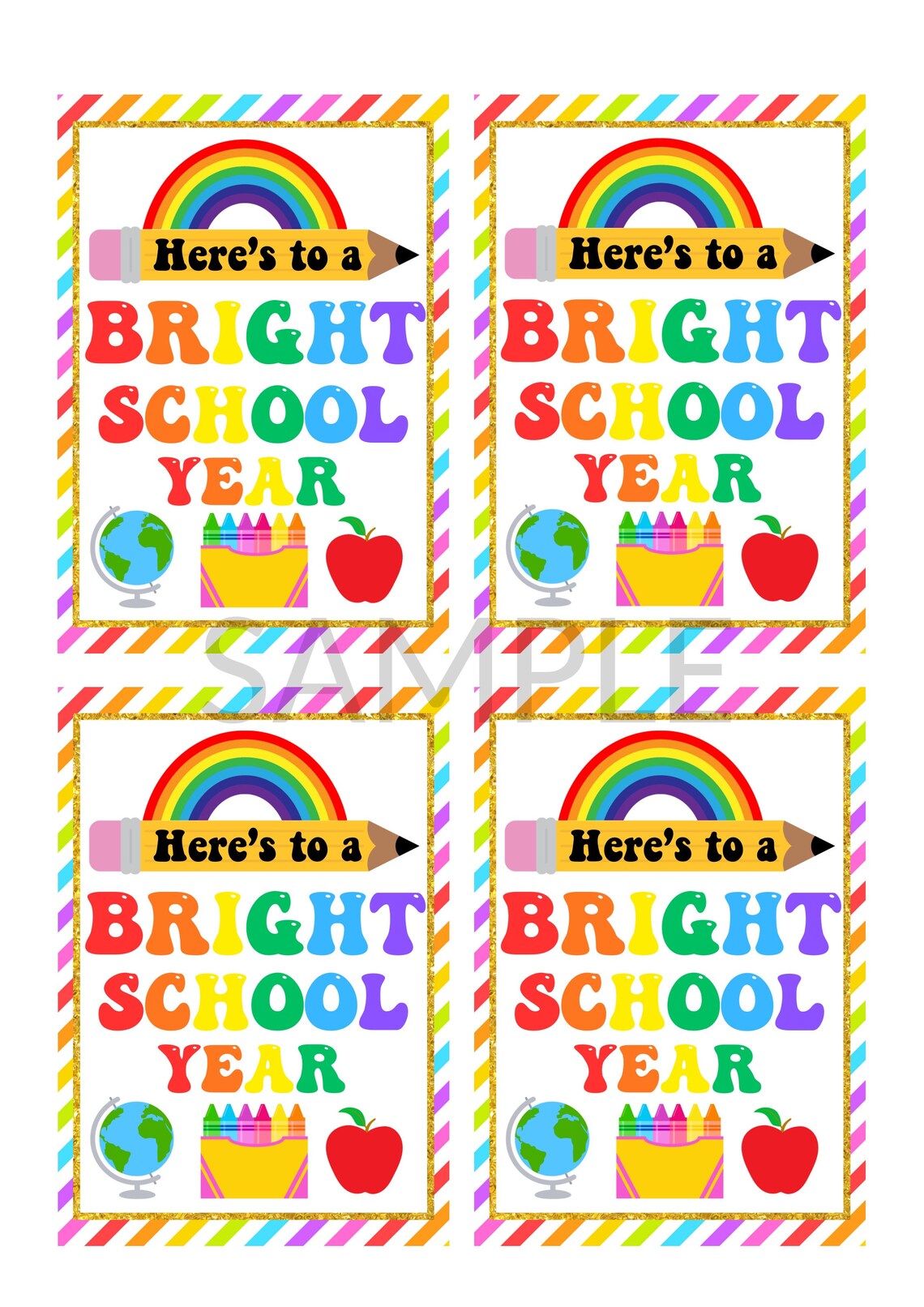 Printable Glow Stick Back to School NON EDITABLE Flashlight Gift Tag ...