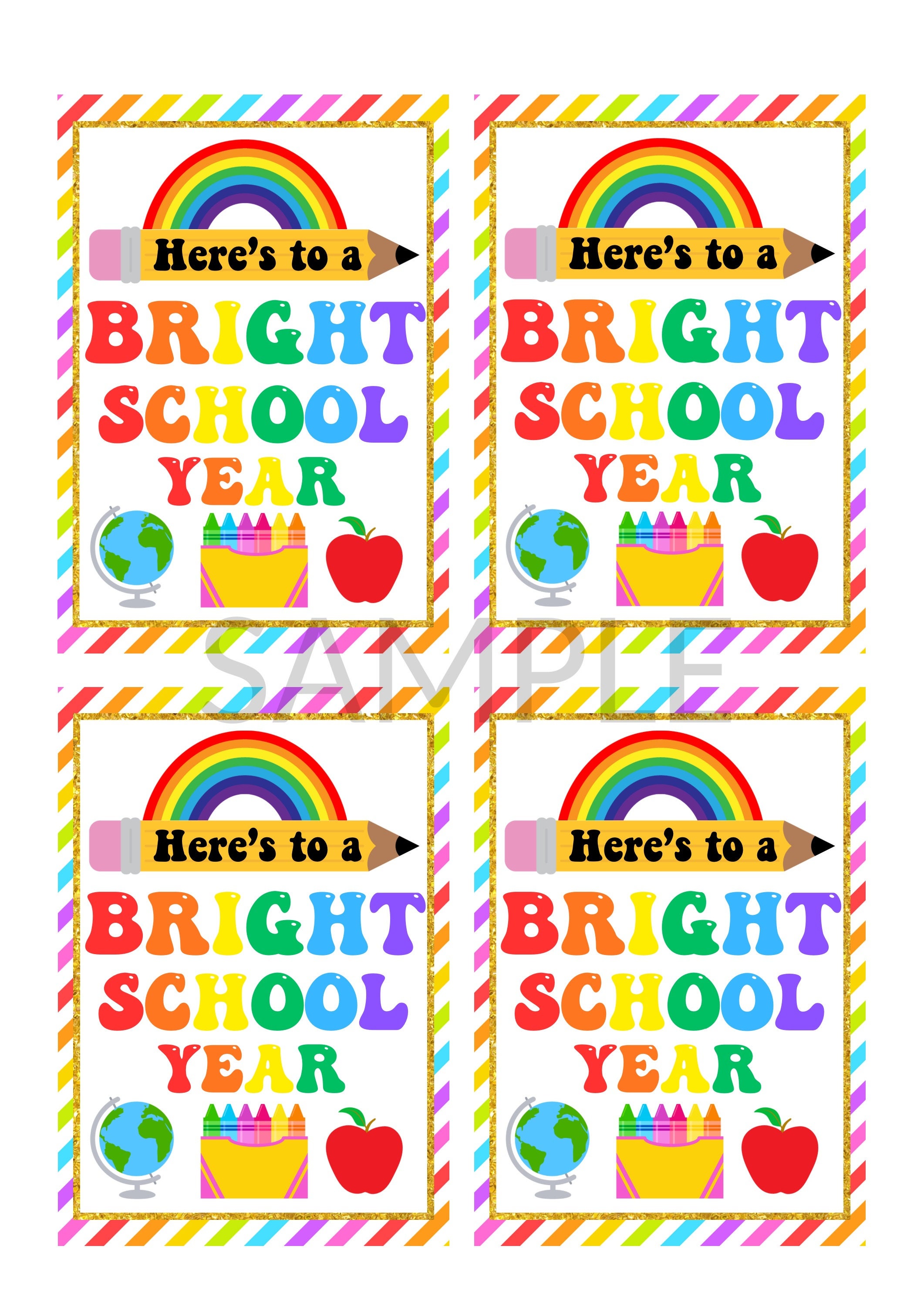 Printable Glow Stick Back to School NON EDITABLE Flashlight Gift Tag ...