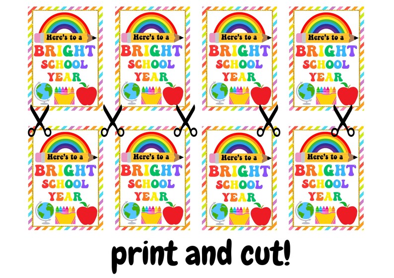 Printable Back to School Gift Tag Bright Year First Day Back Tag NON ...