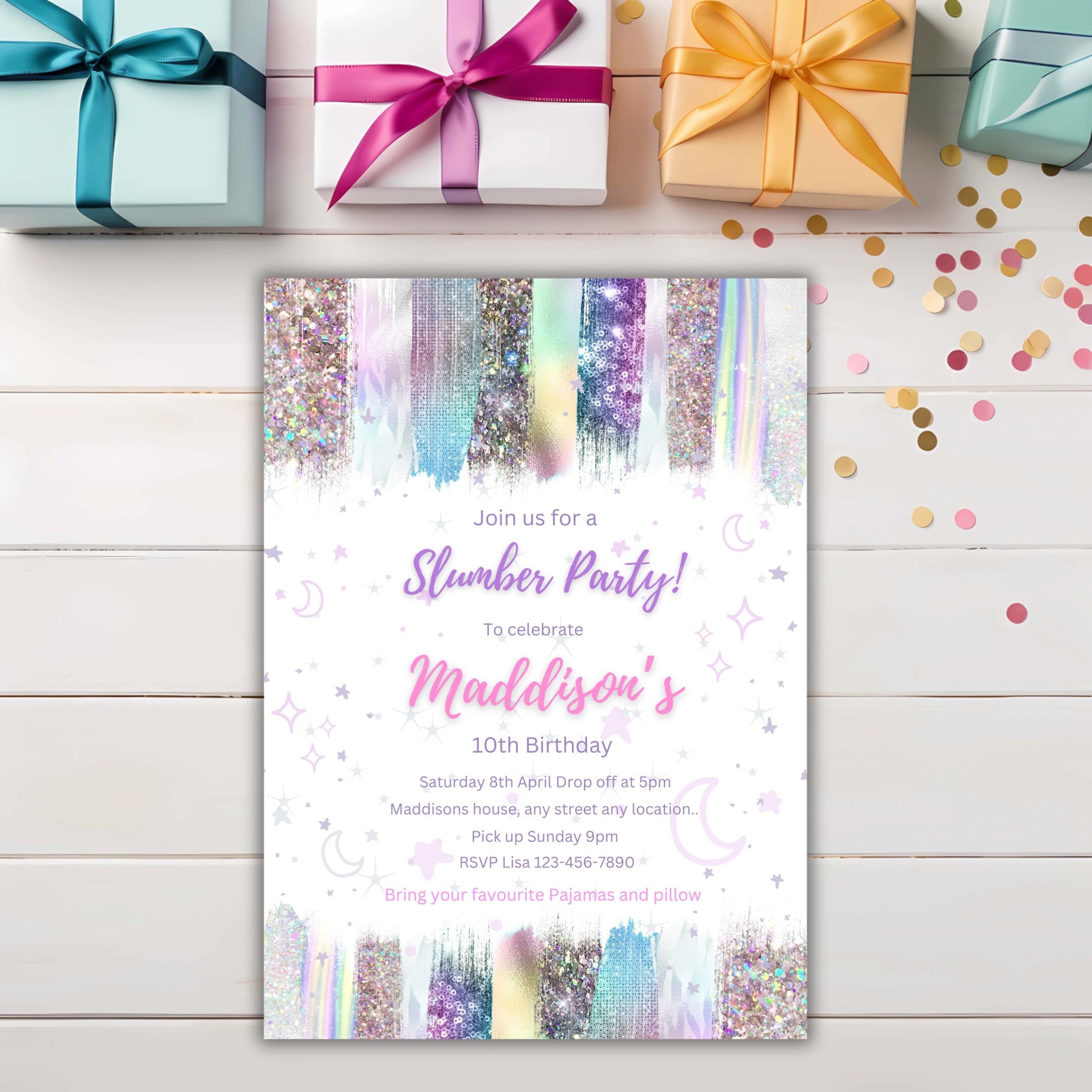 Printable Slumber Party Invitation Pyjama Birthday Party Invite Girls ...