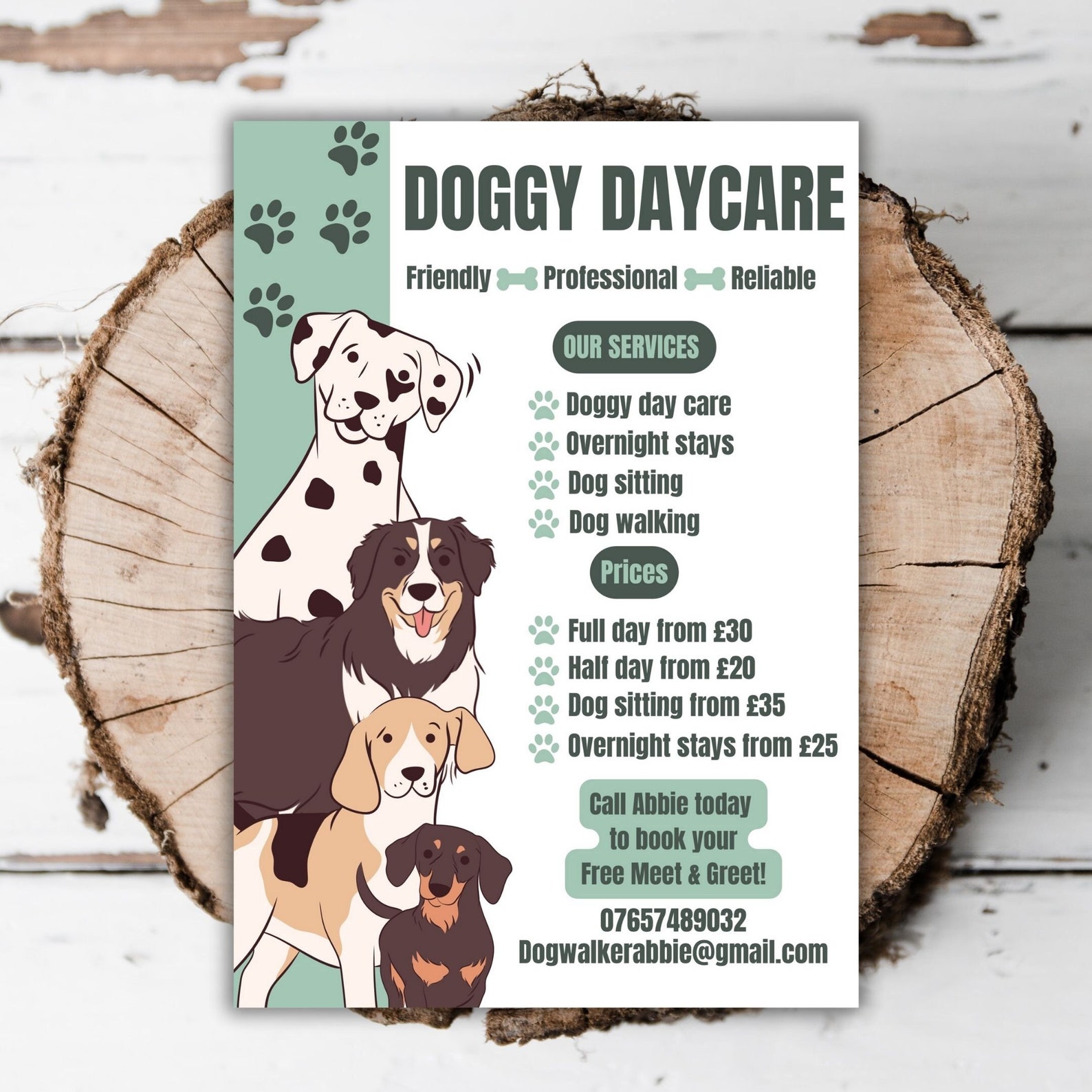 Printable Doggy Daycare Business Flyer Dog Sitting Flyer Dog Daycare ...