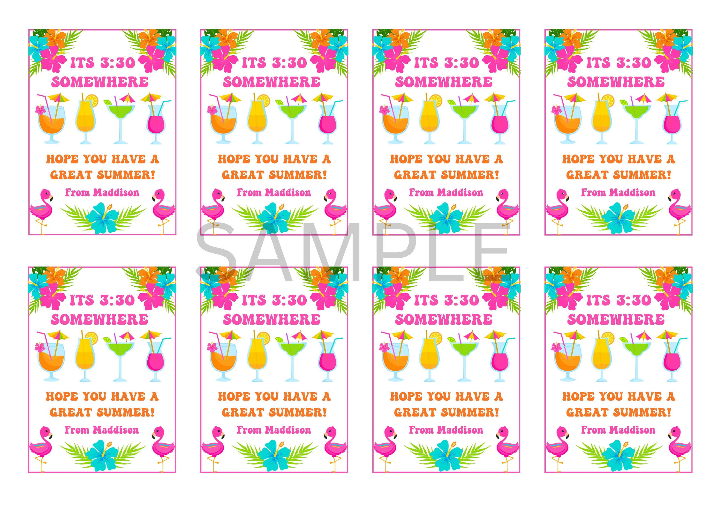Printable Hawaiian Cocktail Teachers Appreciation Summer Tag Editable ...