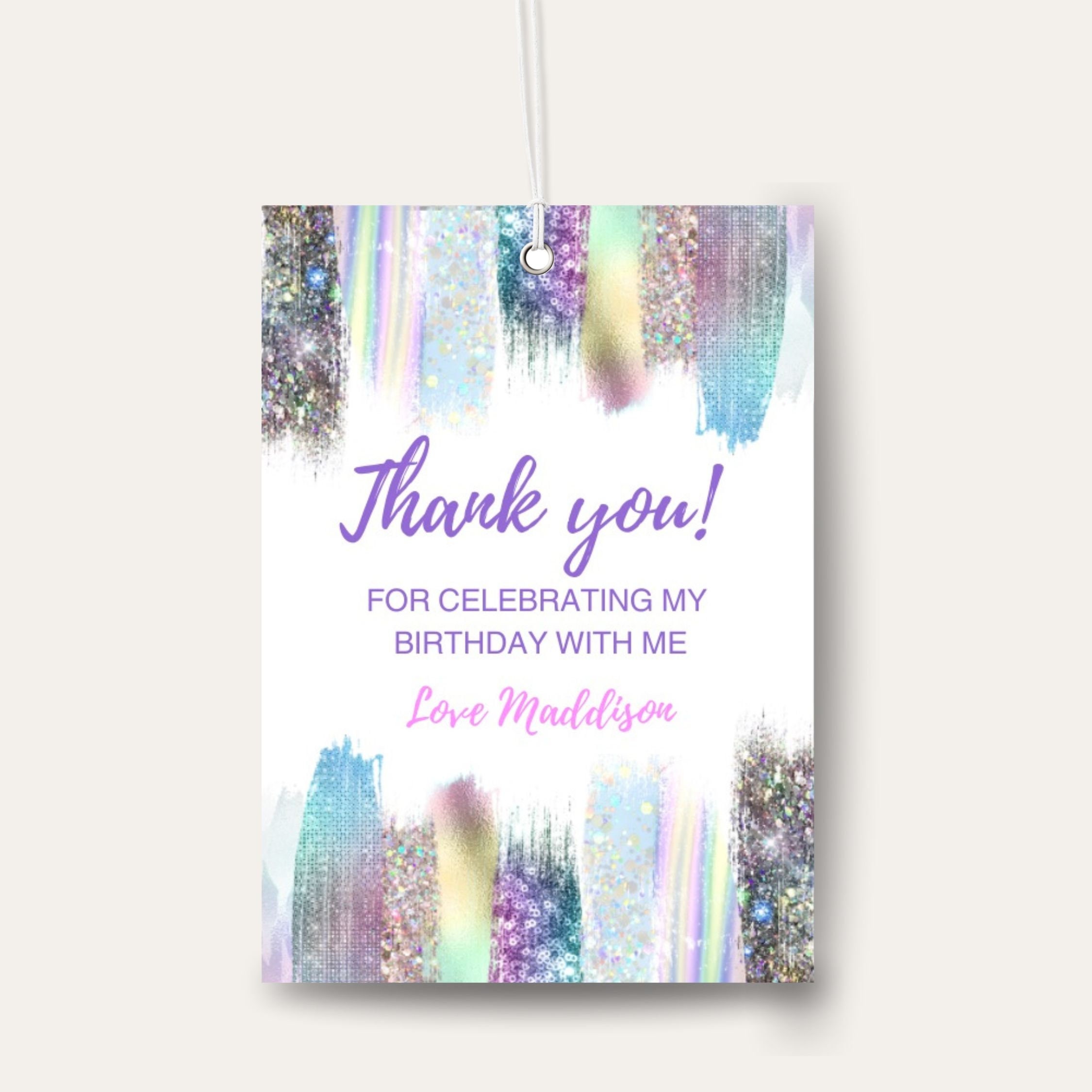 Printable Glitter Sparkly Girls Birthday Party Favor Tags Template ...