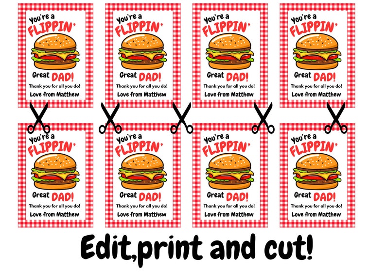 Printable Father’s Day Gift Tag Flippin Great Dad Tag Template Editable ...