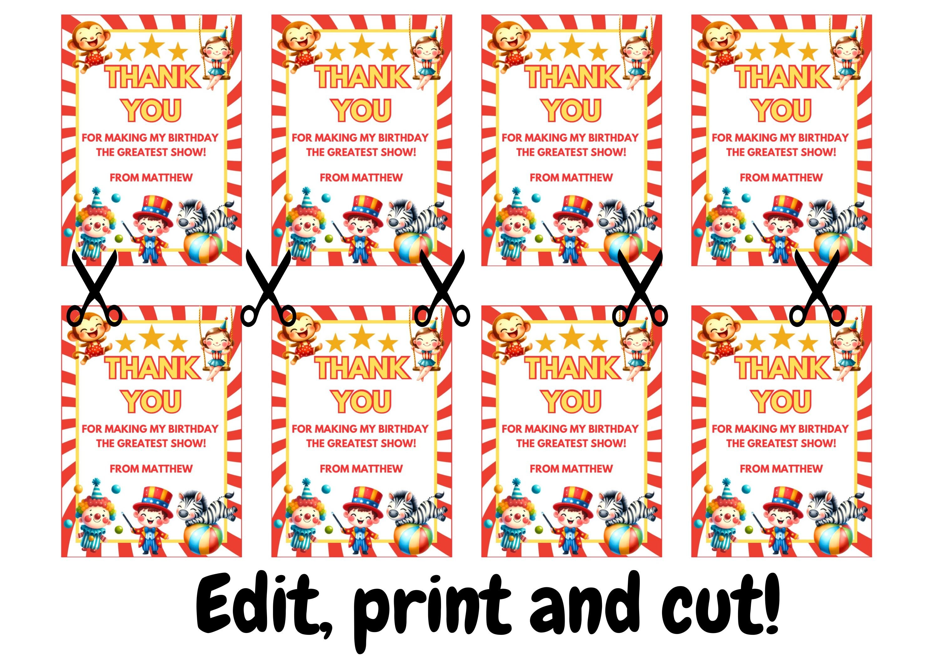 Printable Circus Birthday Party Favor Tags Template Carnival Boys Fun ...