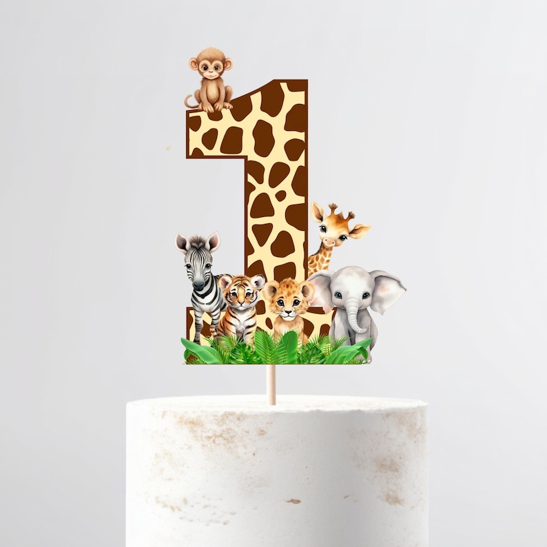 Printable Jungle 1st Birthday Cake Topper Jungle Safari Cake Topper ...