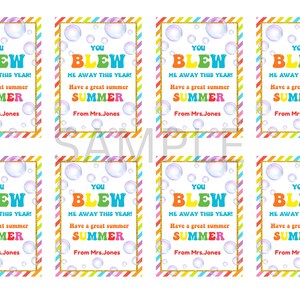 Printable You Blew Me Away This Year Tag Editable Colourful Bubbles ...
