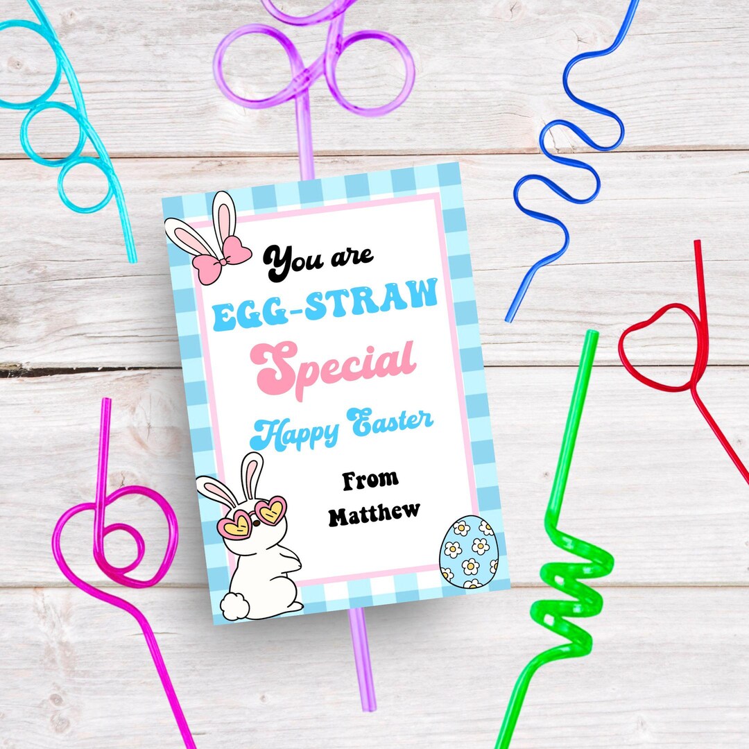 Printable Happy Easter Straw Tag Editable Silly Straw Gift Tag Teacher ...