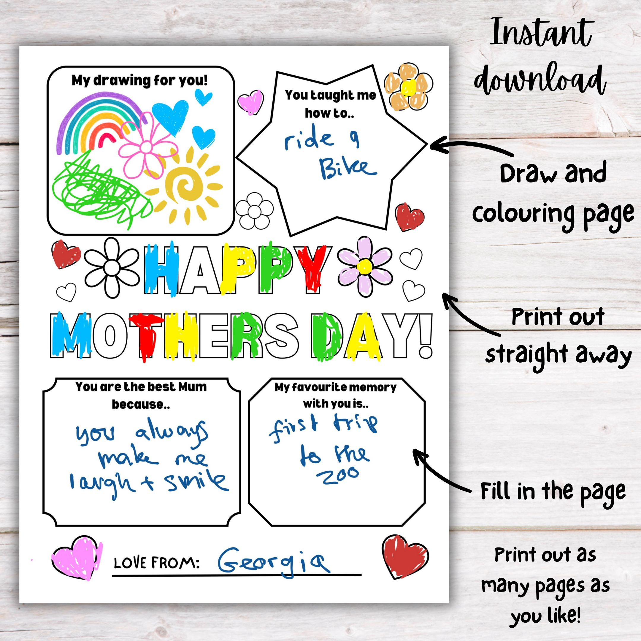 Printable Mother’s Day Activity Page Mothers Day Gift Best Mum Gift ...