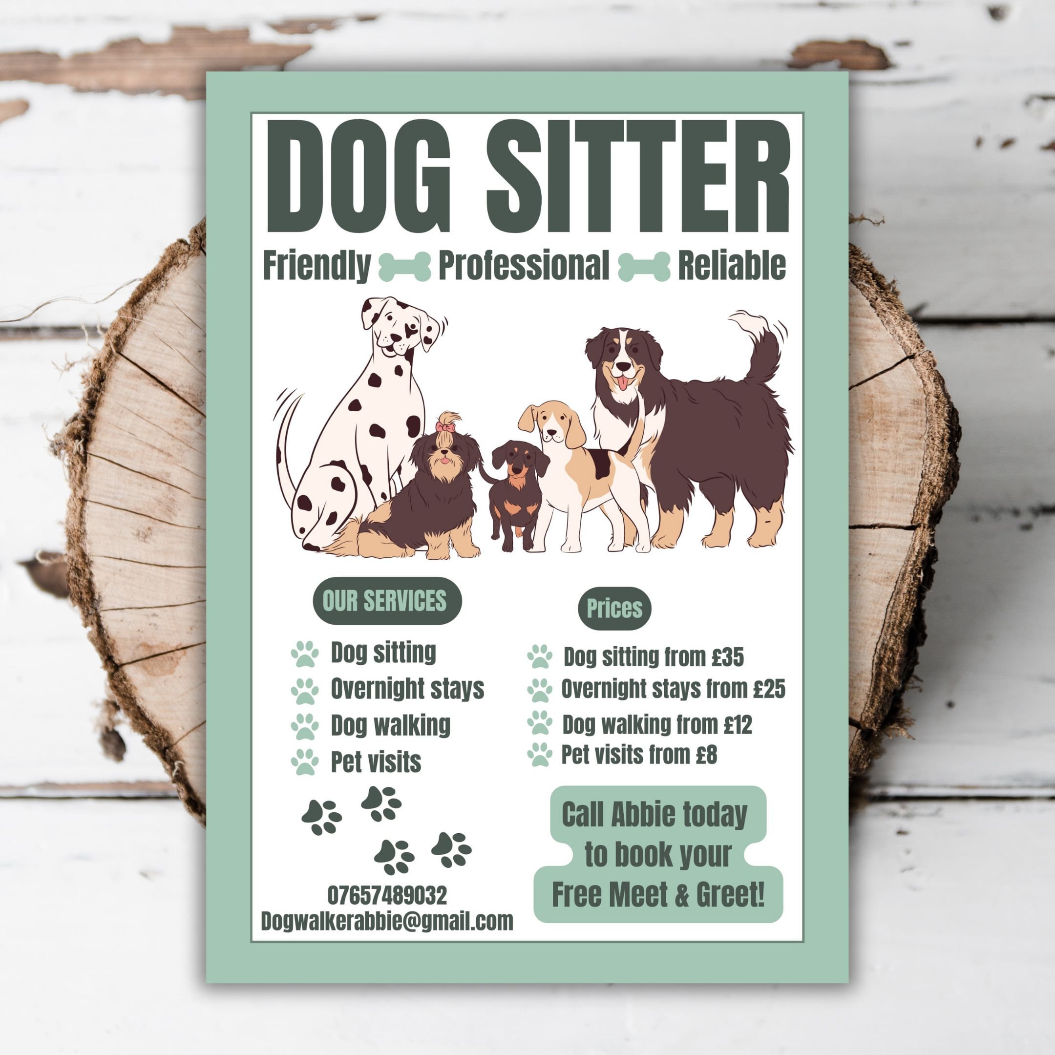 Printable Dog Sitting Business Flyer Dog Walking Flyer Doggy Daycare ...