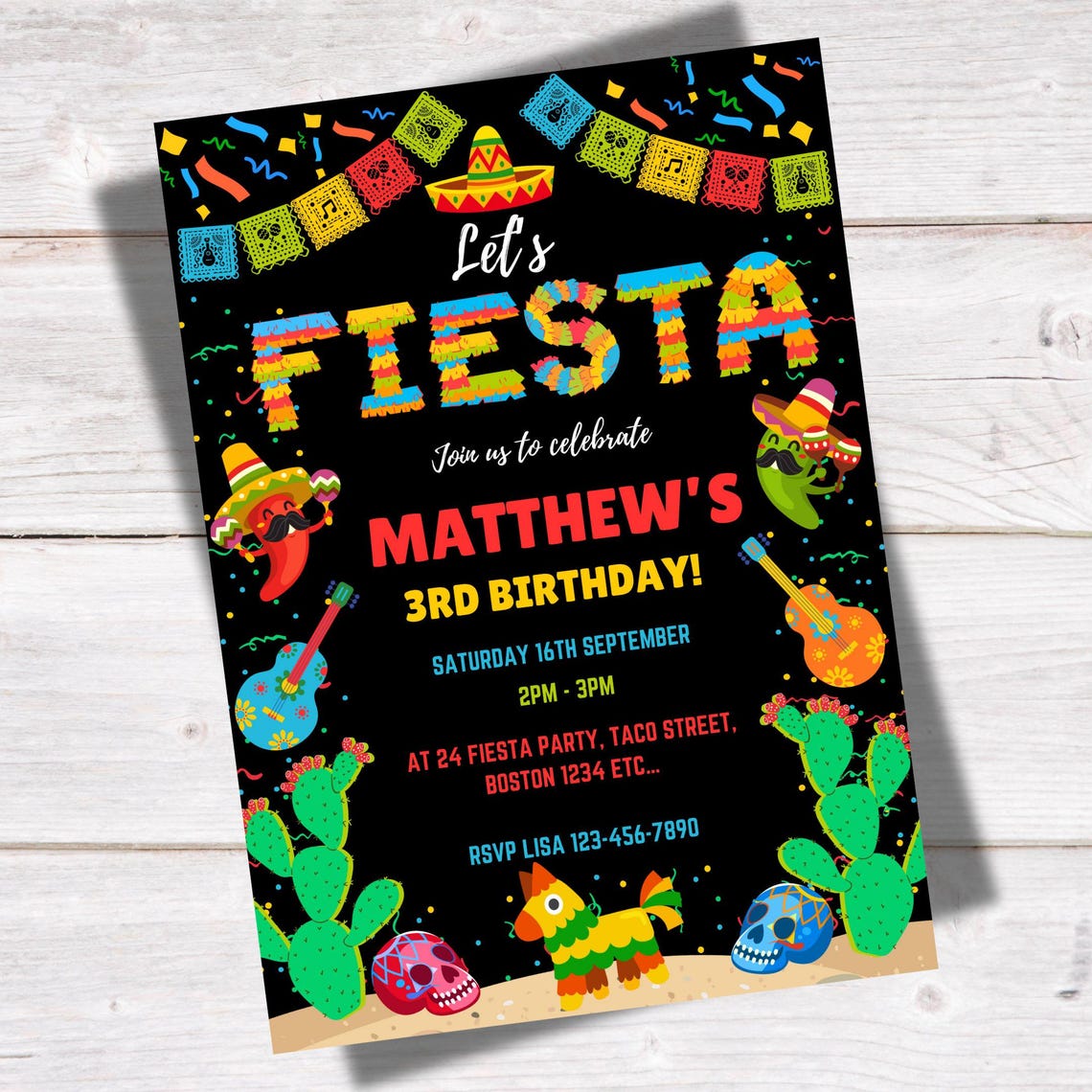 Printable Mexican Birthday Invitation Fiesta Party Editable Mexican ...
