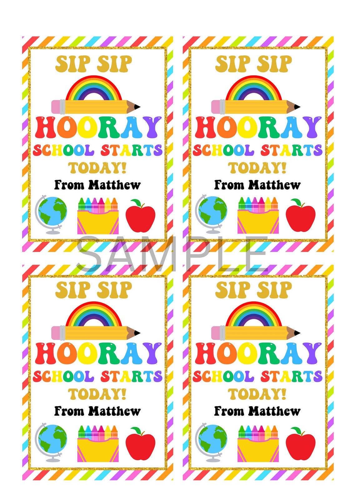 Printable Straw Back to School Tag Editable Silly Straw Gift Tag ...