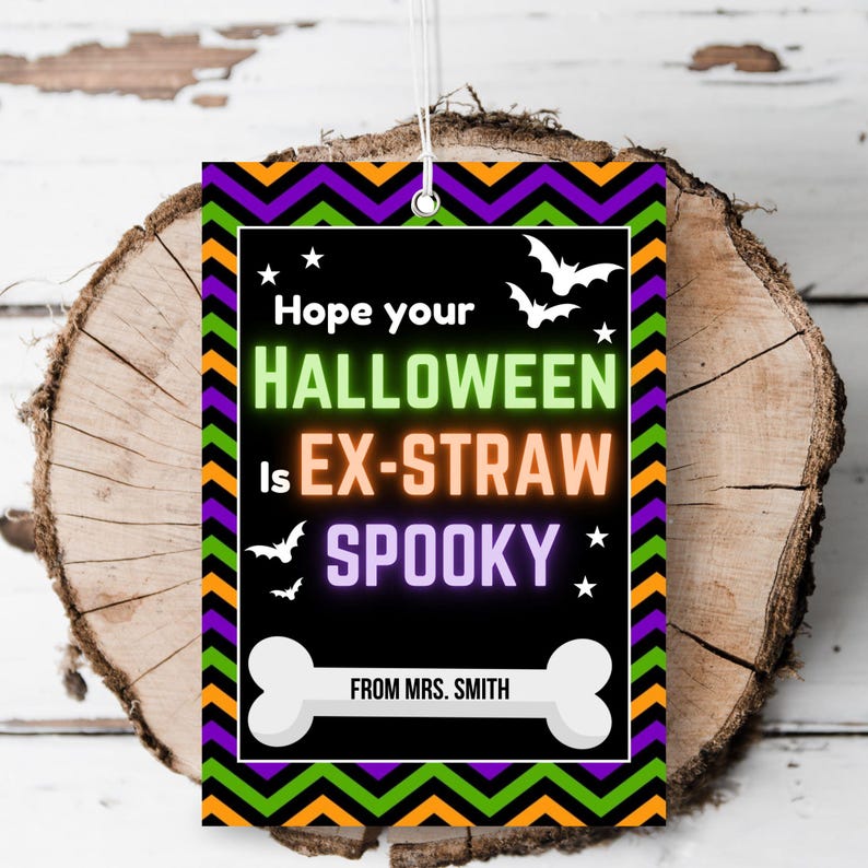 Printable Halloween Straw Tag Editable Silly Straw Trick or Treat Gift ...