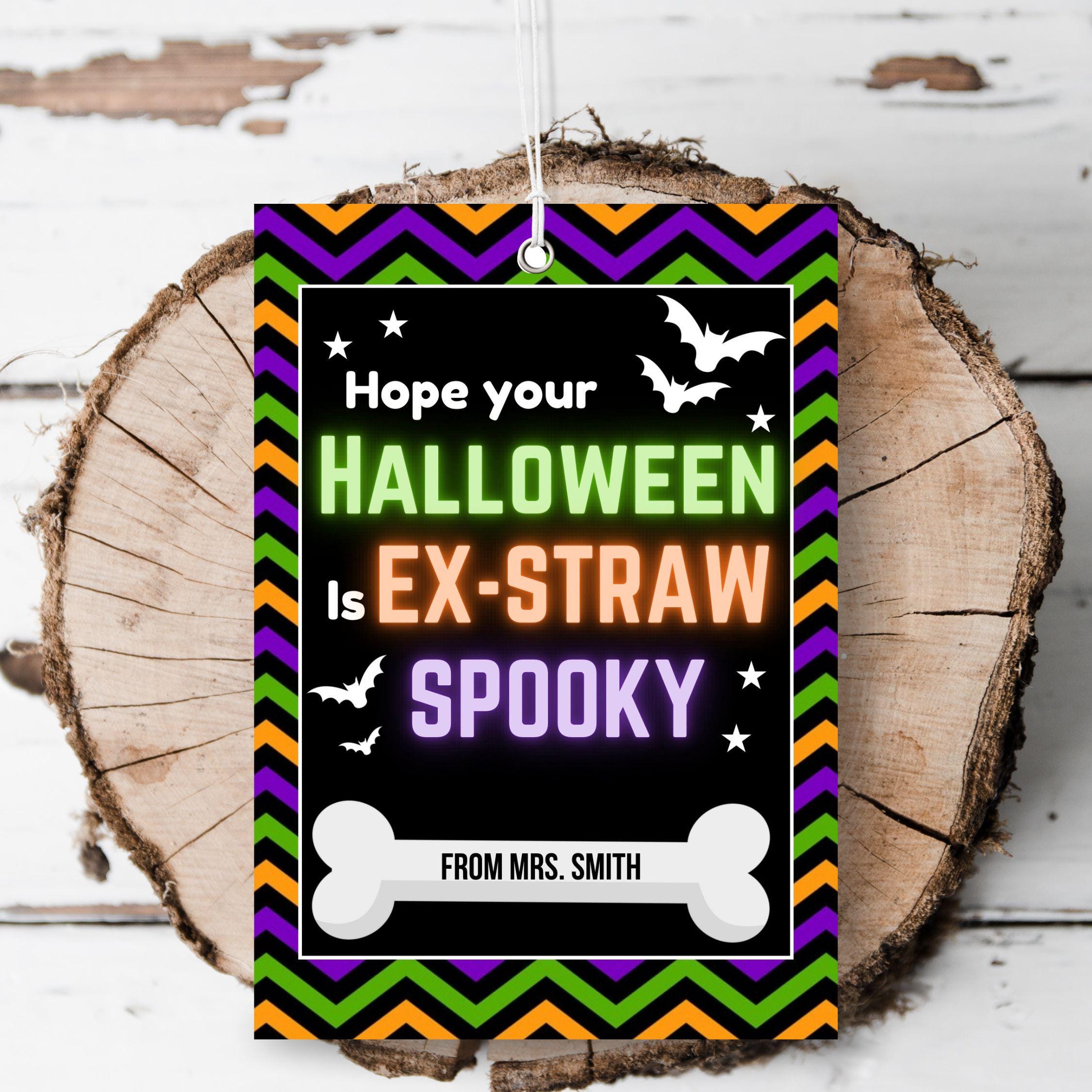 Printable Halloween Straw Tag Editable Silly Straw Trick or Treat Gift ...