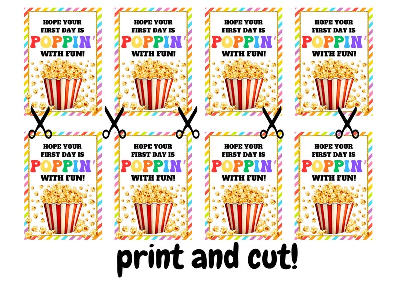 Printable Back to School Popcorn Gift Tag NON EDITABLE Sweet Treat Tag ...