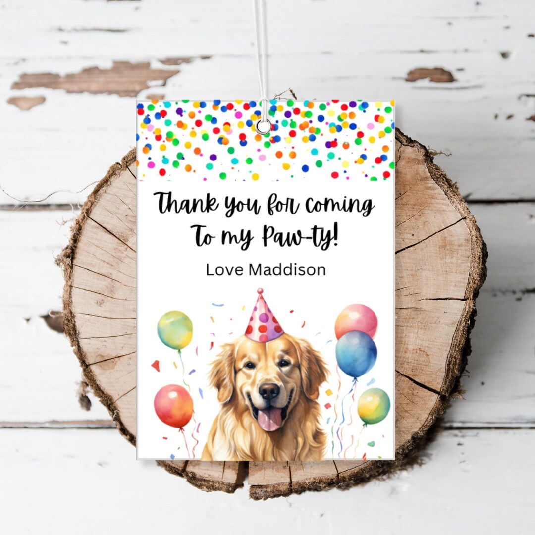 Printable Dog Puppy Pawty Birthday Party Favor Tags Template Doggy ...