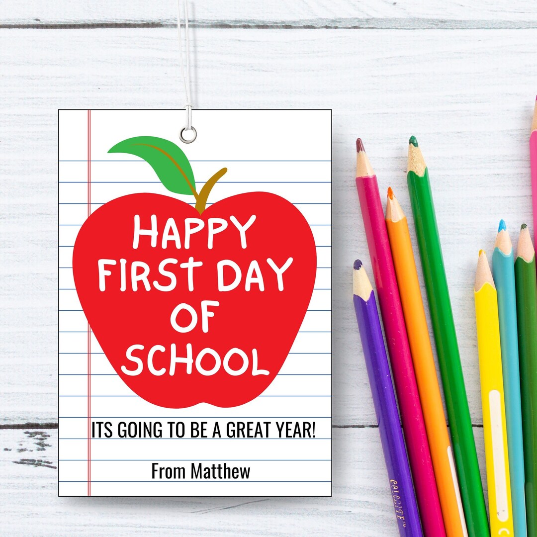 Printable Back to School Apple Tag Editable First Day Back Student Gift ...