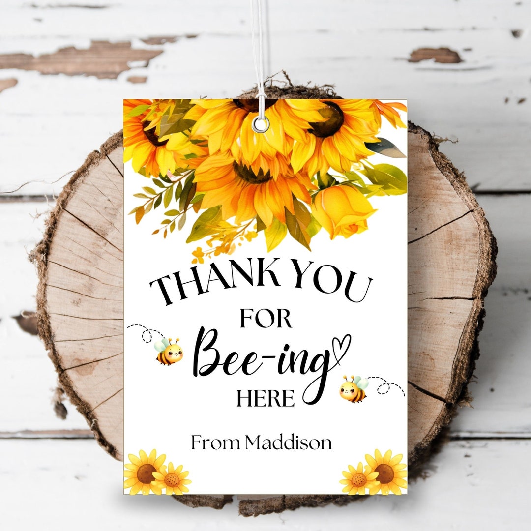 Printable Sunflower Bumble Bee Birthday Party Favor Tags Bee Honey ...