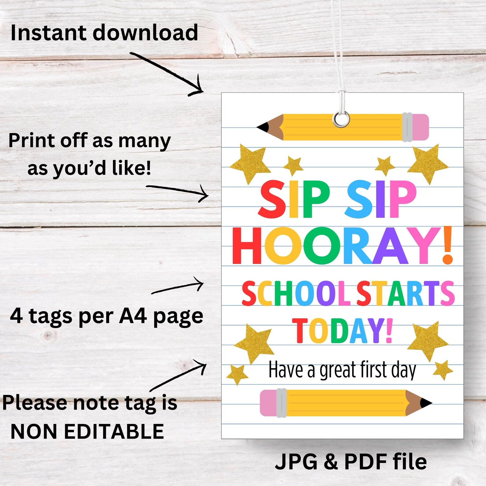 Printable Straw Back to School Tag NON EDITABLE Silly Straw Gift Tag ...