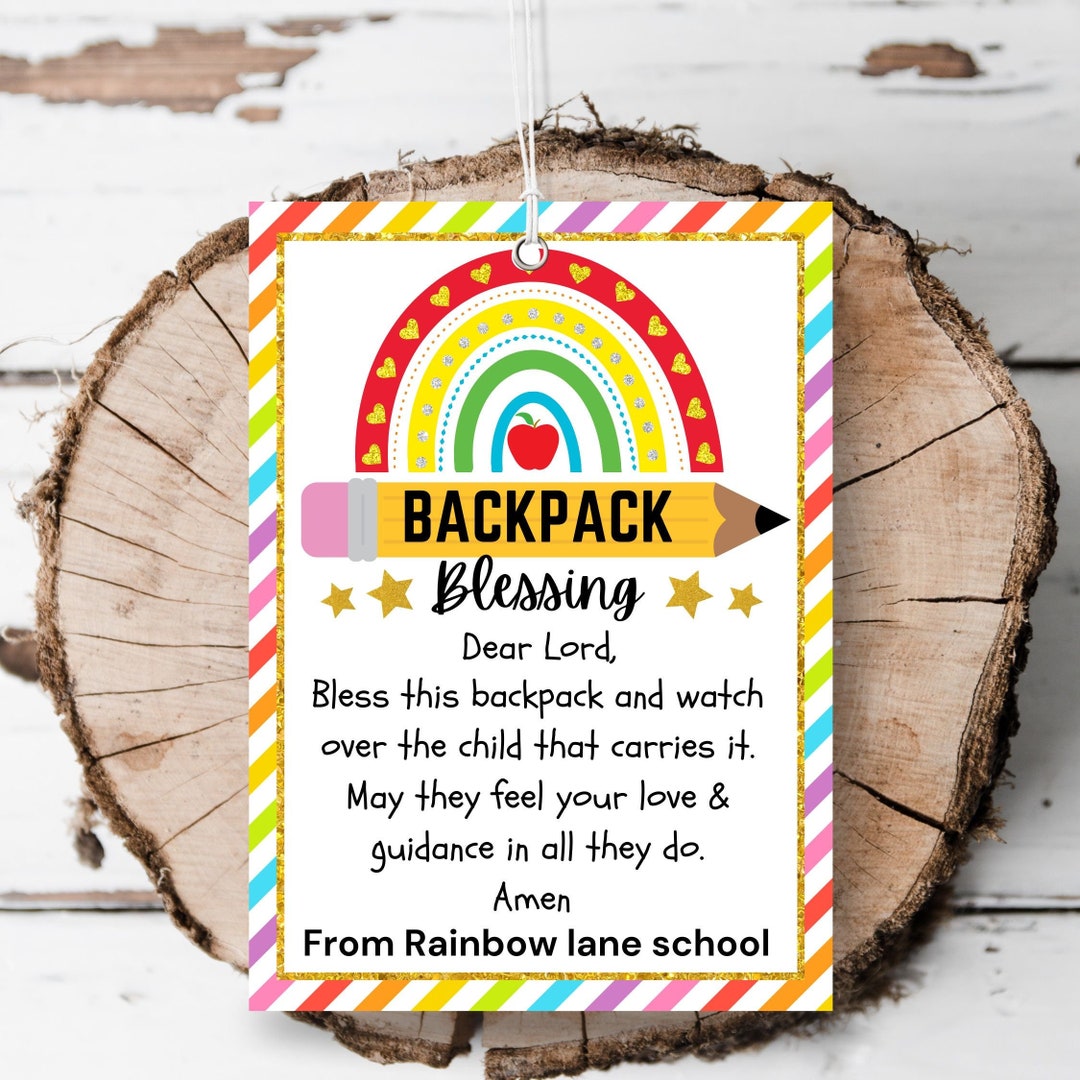 Printable Backpack Blessing Tag Back to School Gift Tag Editable ...